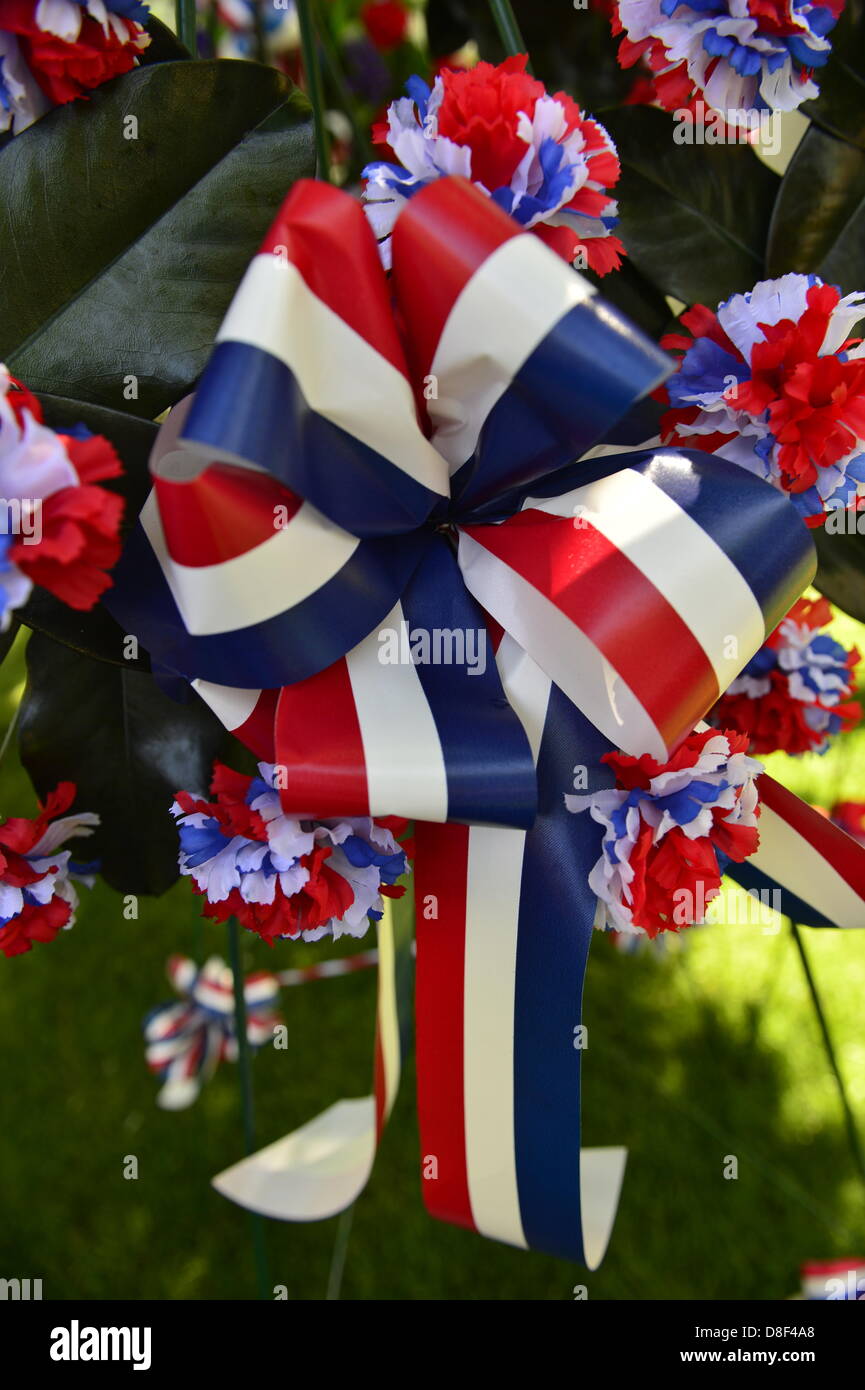 Merrick, New York, USA. 27th May 2013. Patriotic red, white, and blue ...