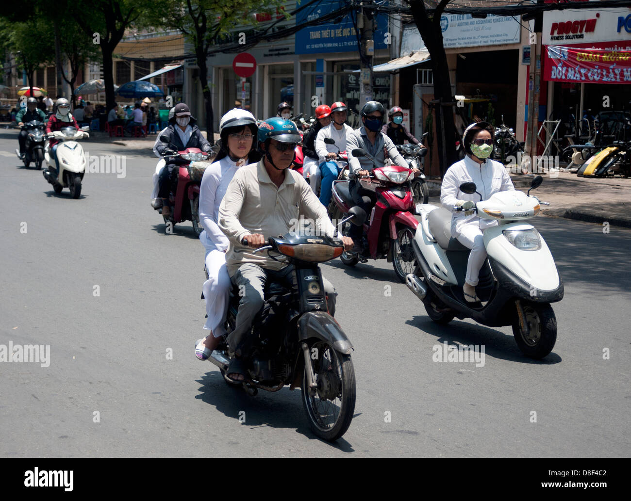 Motorcycle traffic, central Ho Chi Minh, Saigon, Vietnam, south east ...
