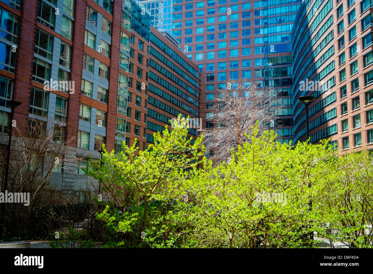 Modern apartments with natural landscaping of trees Stock Photo - Alamy