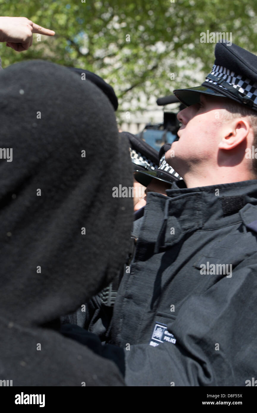 English Defence League EDL rally in front of Downing Street on May 27th ...