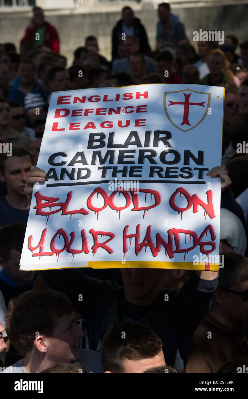 English Defence League EDL rally in front of Downing Street on May 27th ...