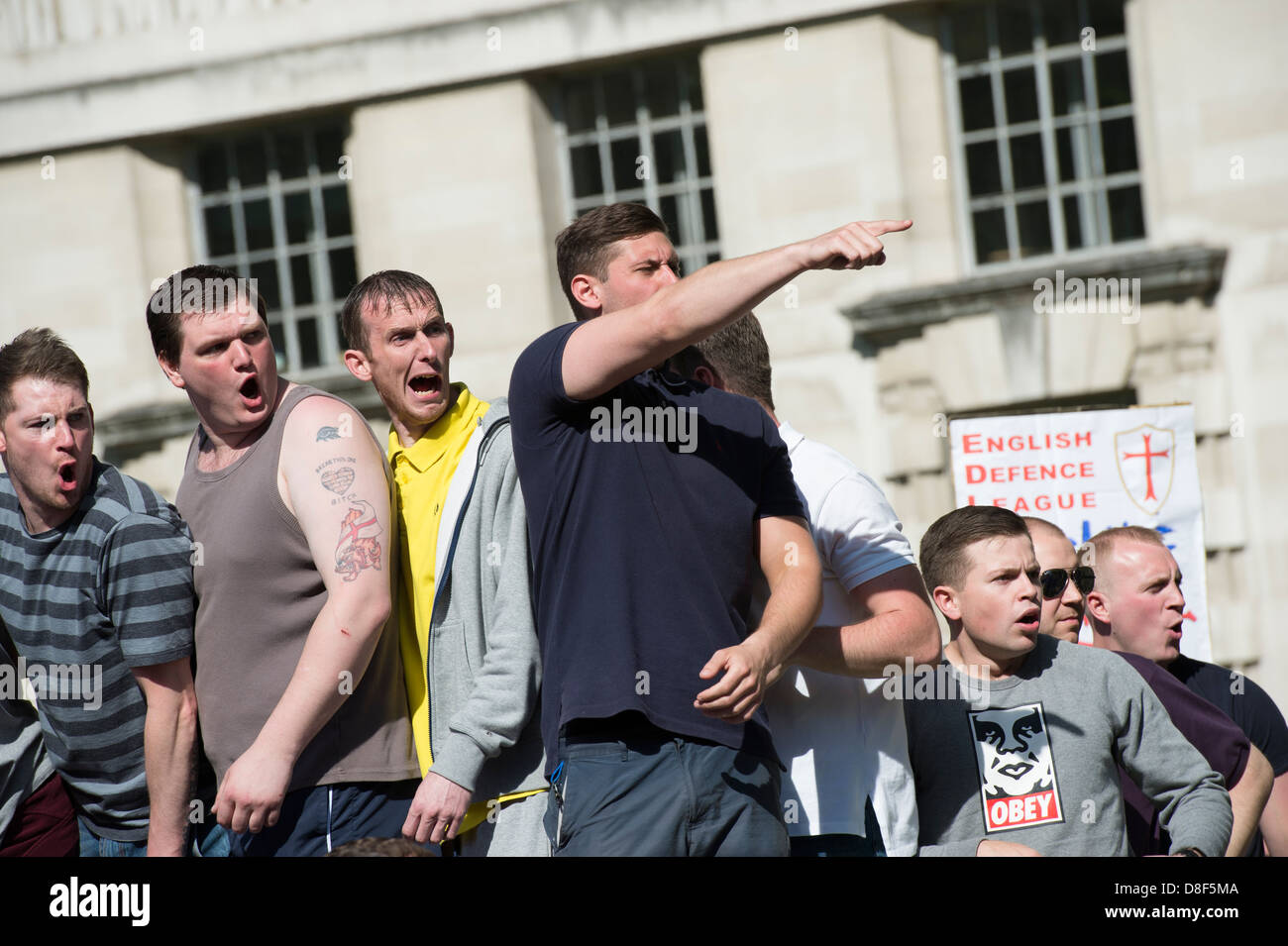 English Defence League EDL rally in front of Downing Street on May 27th ...