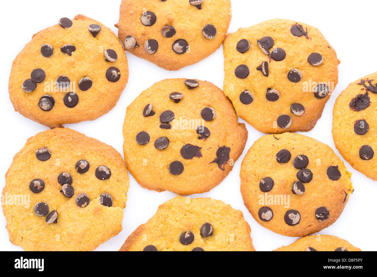 Top view of cookies with chocolate on white Stock Photo - Alamy