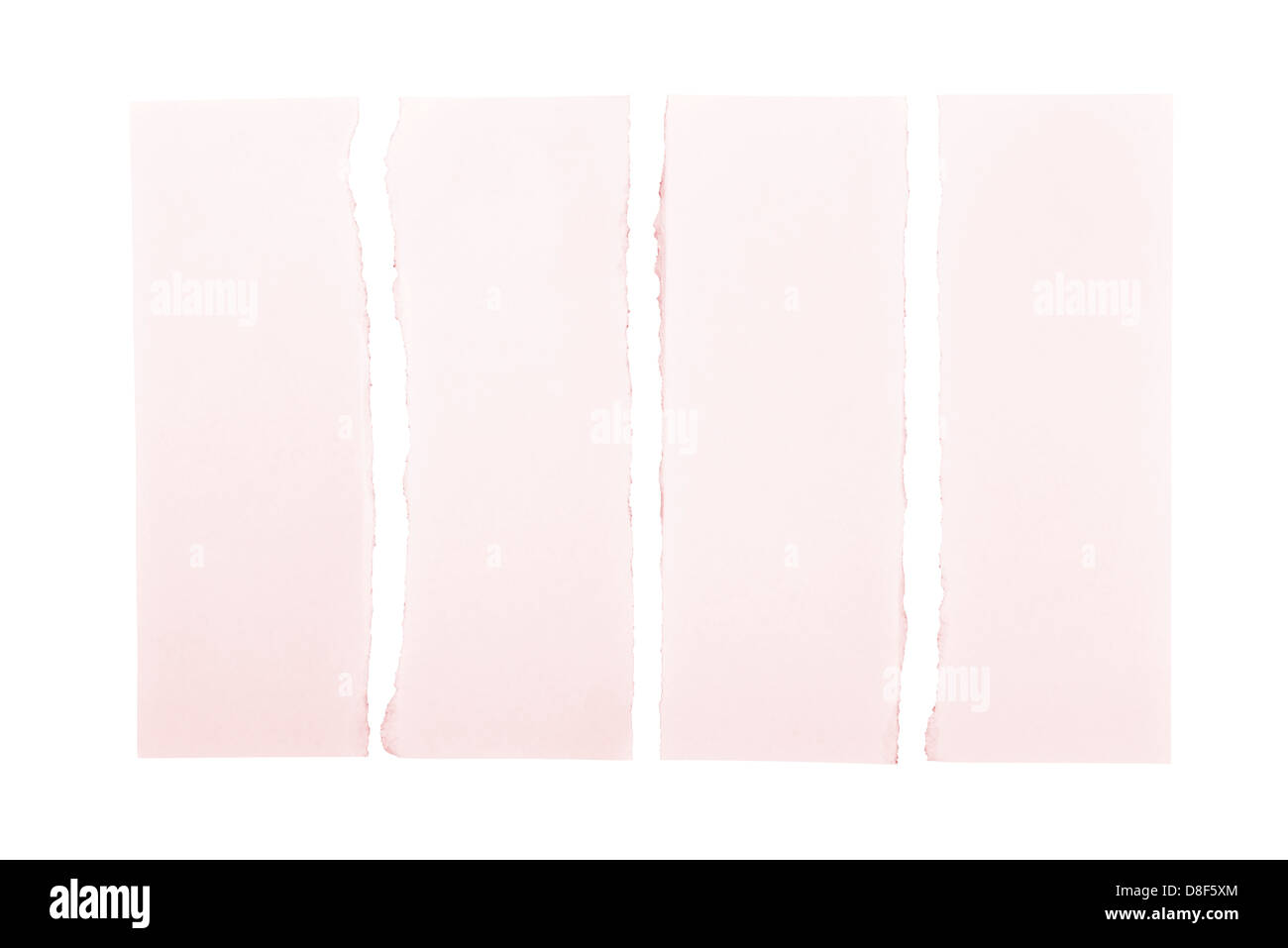 Pink paper strips torn apart and isolated over a white background Stock ...