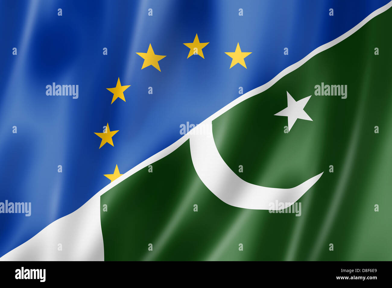 Mixed Europe and Pakistan flag, three dimensional render, illustration ...