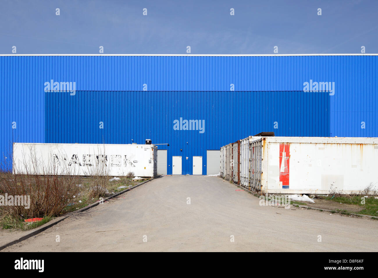 Berlin, Germany, containers and factory on a Industriegelaende Stock ...
