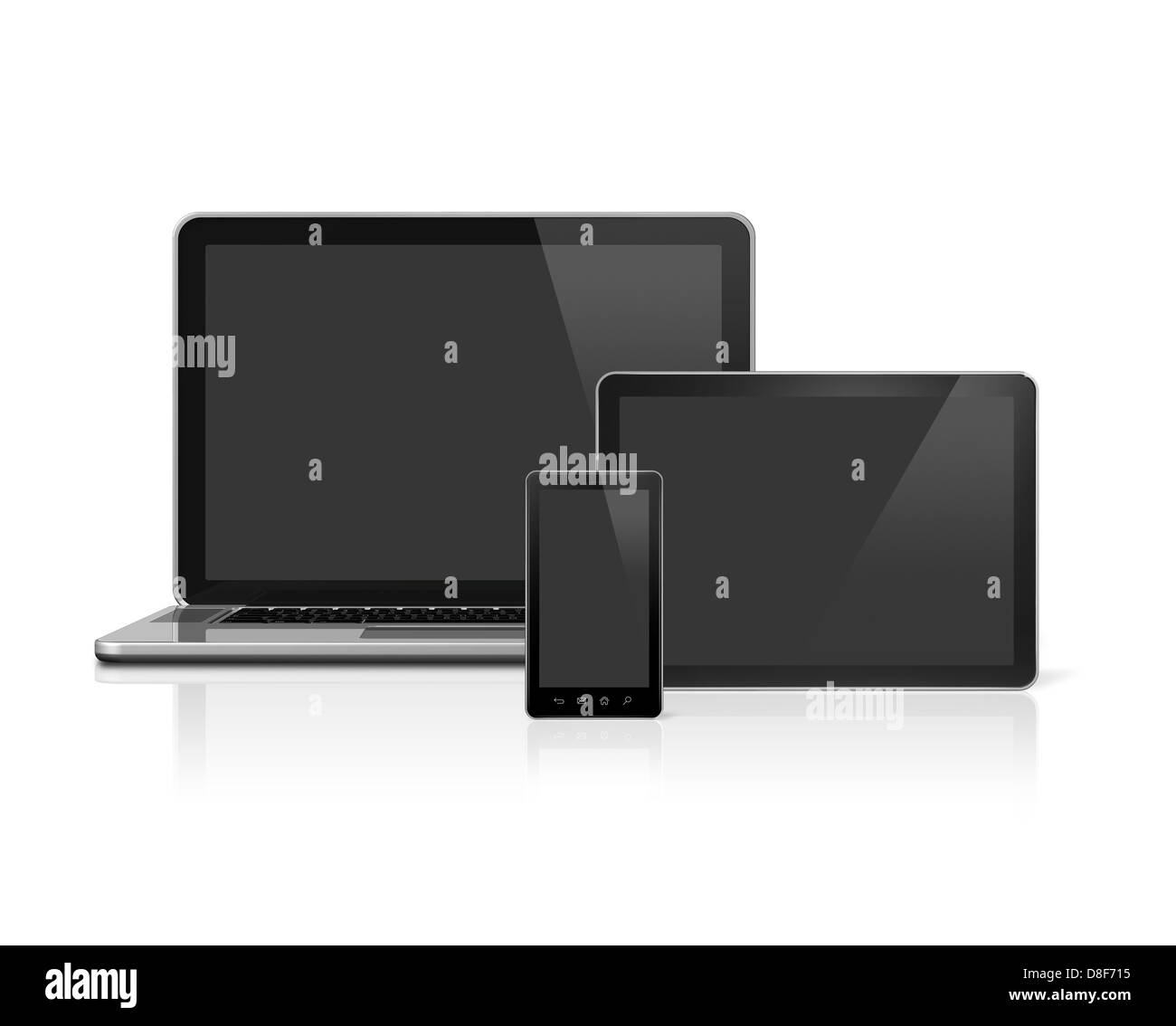 3D laptop, mobile phone and digital tablet pc - isolated on white Stock ...