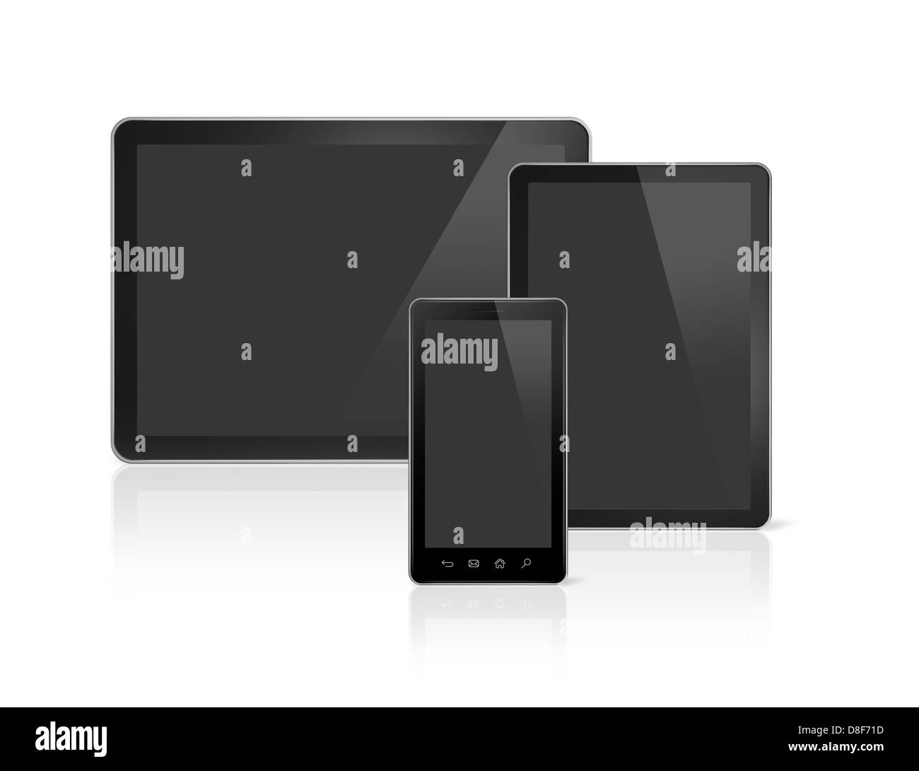 3D mobile phone and digital tablet pc - isolated on white with clipping ...