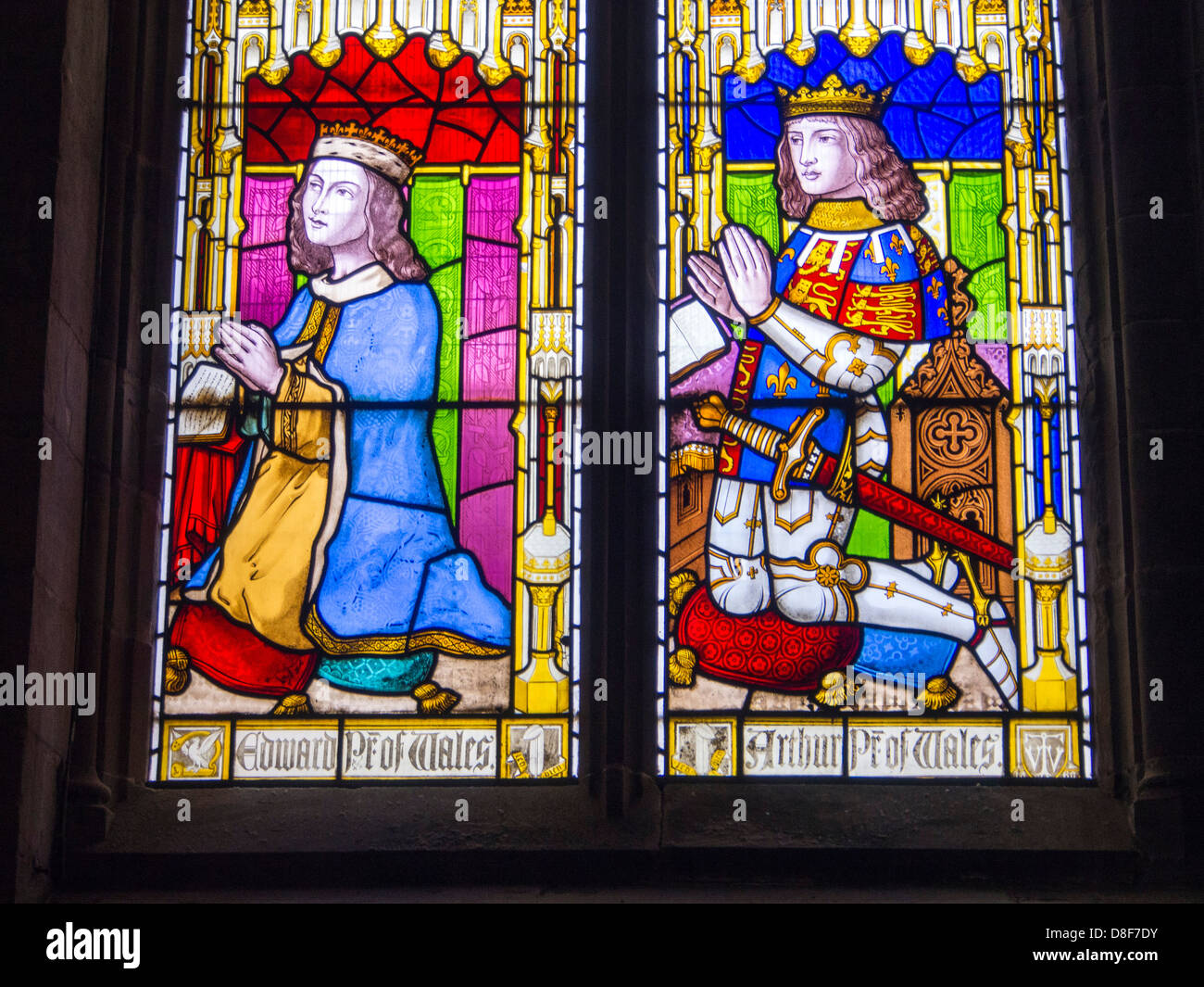 Stained glass windows in St Lawrences church in Ludlow, Shropshire, UK ...