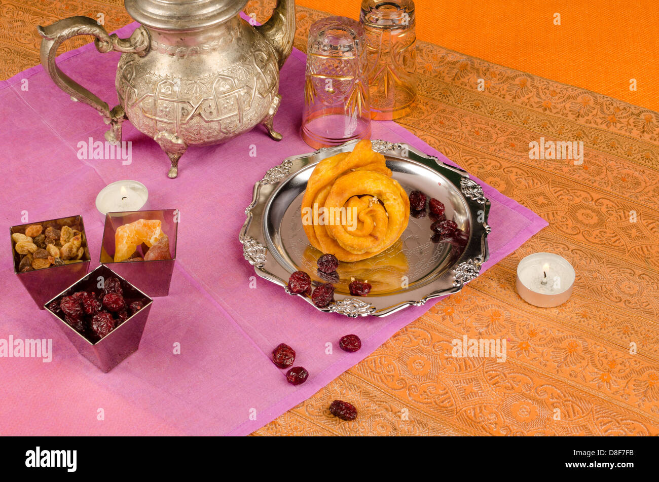 A flower shaped shebakia in an Arabic still life Stock Photo - Alamy