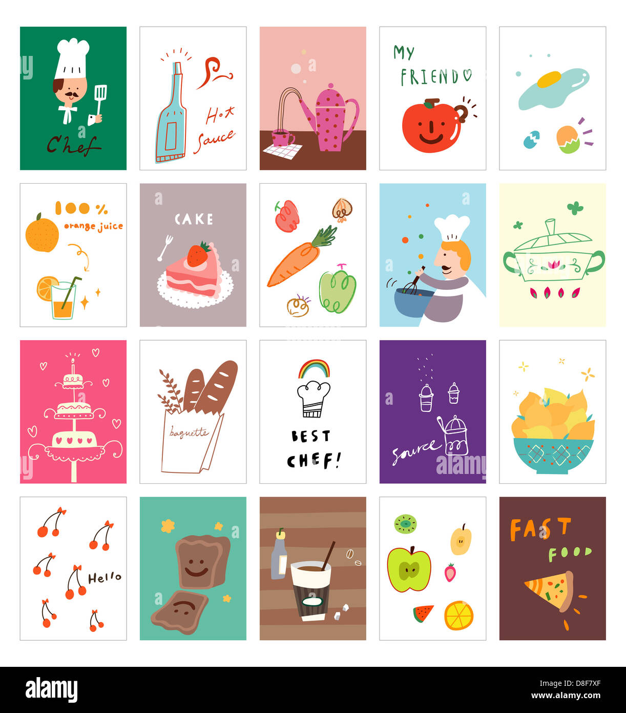 Various dishes postcard Stock Photo - Alamy