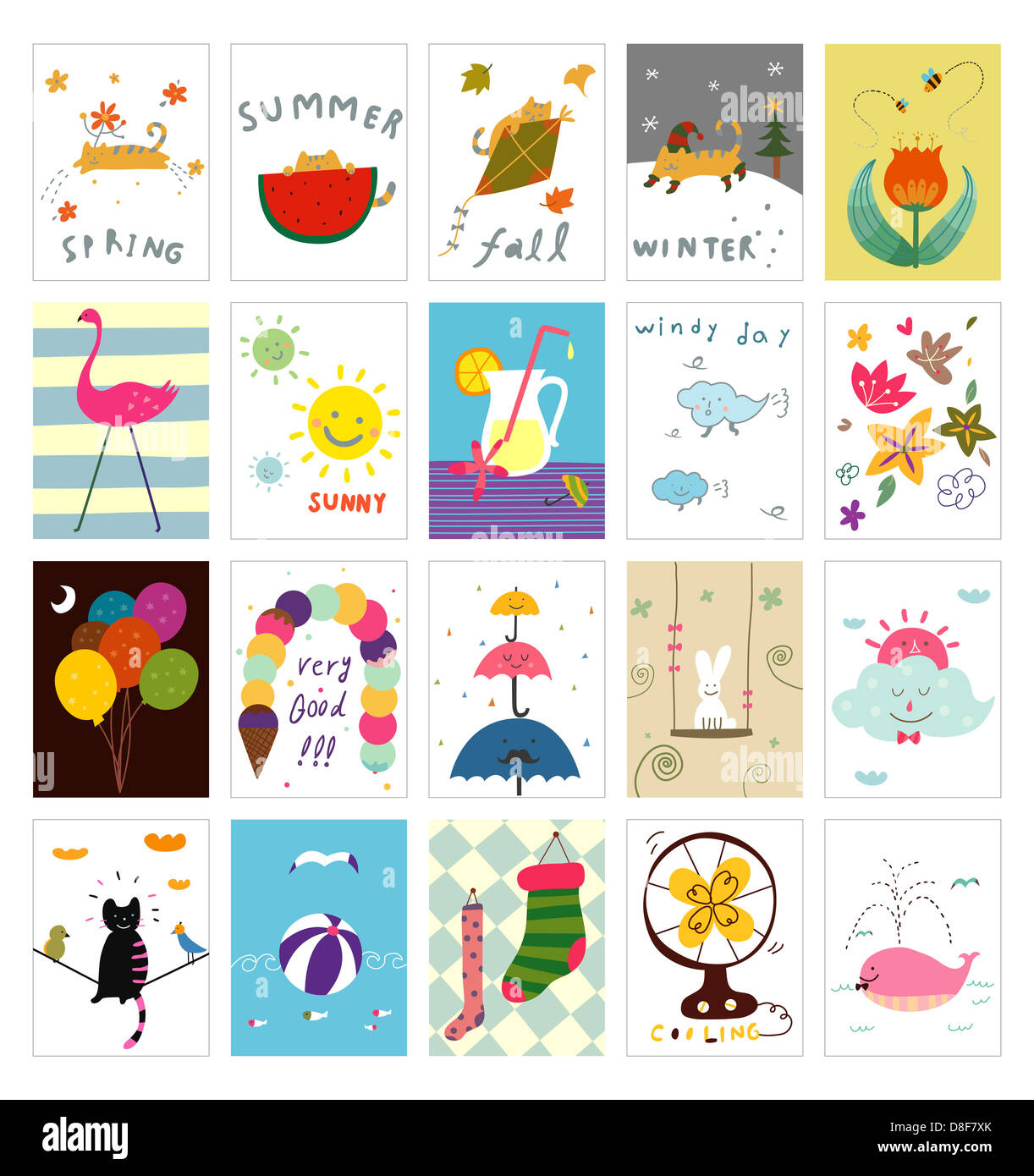 Various seasonal postcard Stock Photo - Alamy