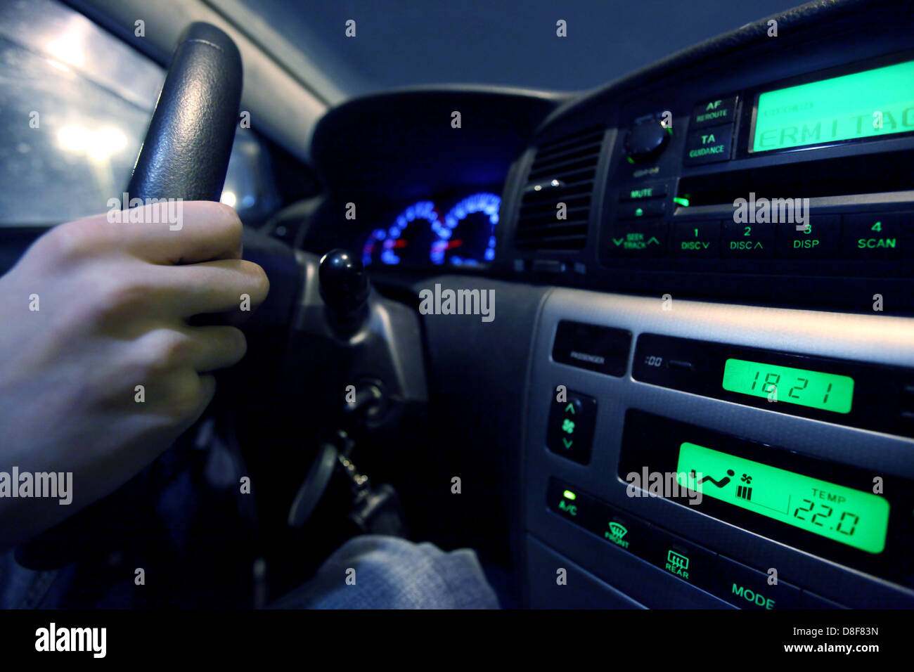 driver inside car night drive Stock Photo - Alamy