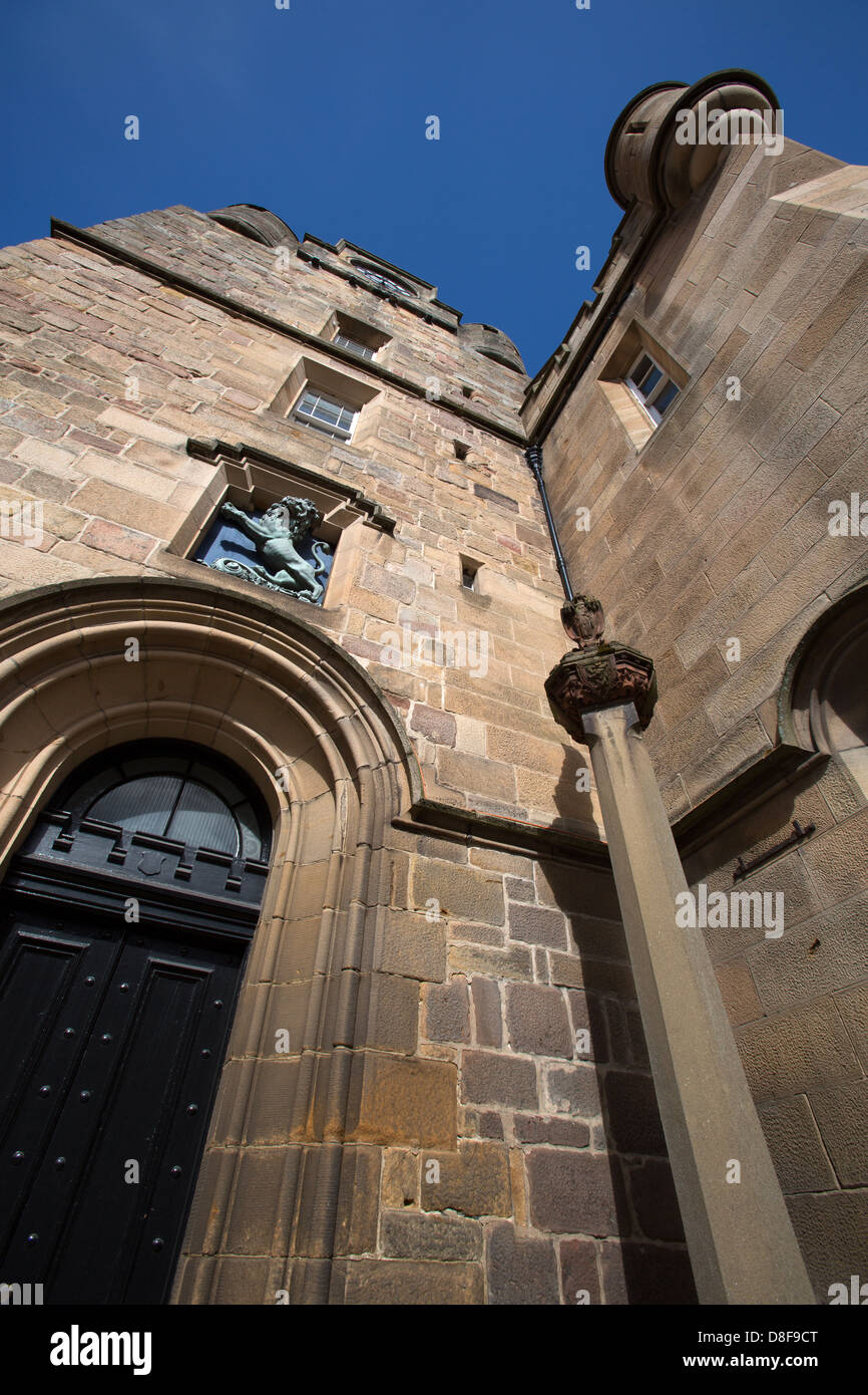 Town of Tain, Scotland. Low angled, close up, view of Tain Tolbooth ...
