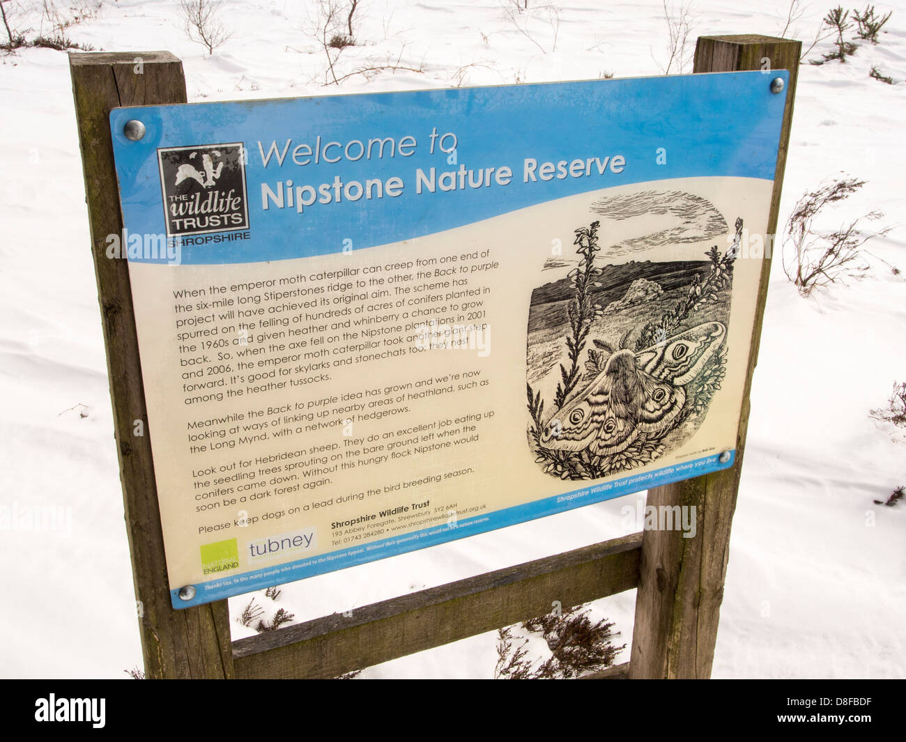 A sign about moorland restoration at the Nipstone nature reserve near ...