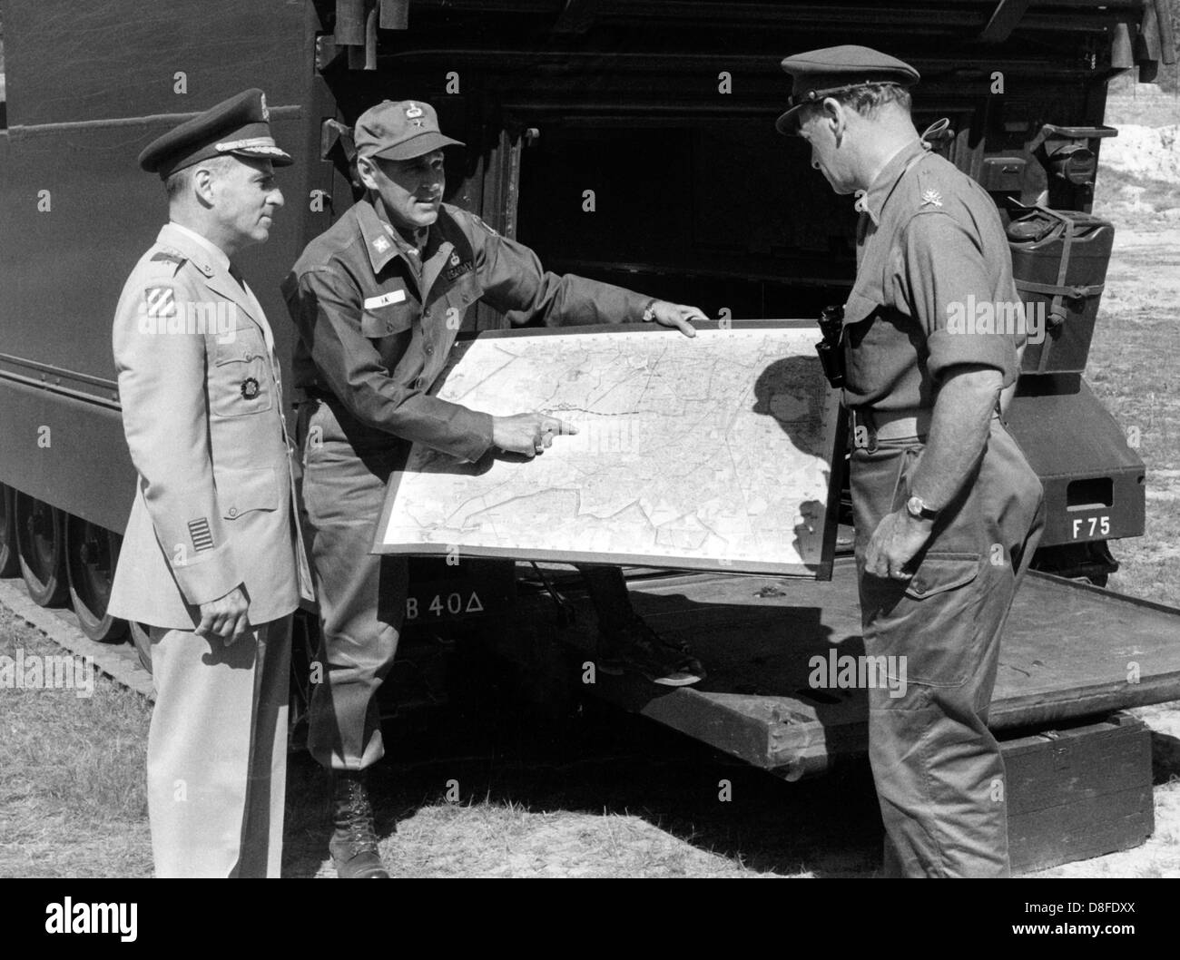 American military governor of Berlin John F. Franklin (l), commander of ...