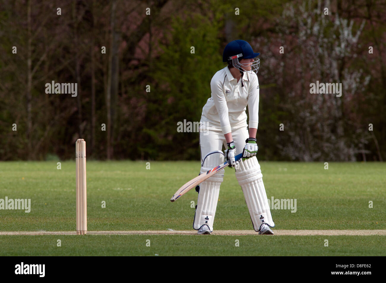 University sport, ladies cricket batter Stock Photo - Alamy