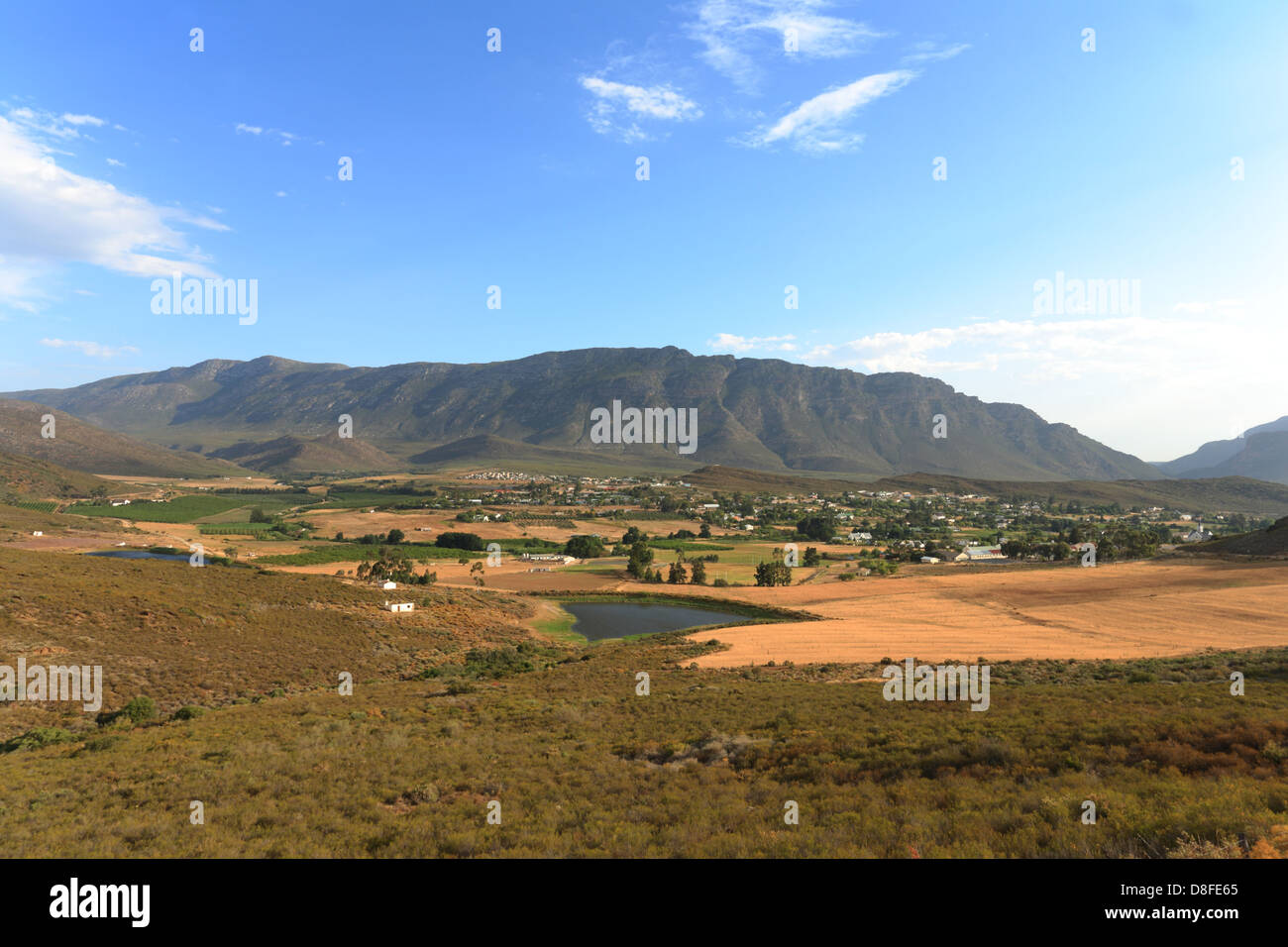 Aerial view of Barrydale and surrounding farms in the Western Cape ...
