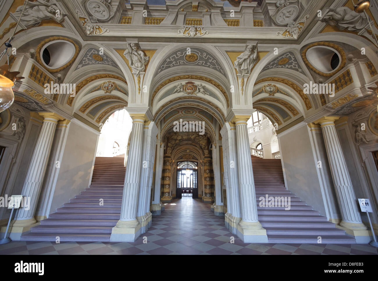Germany, Baden-Wuerttemberg, Bruchsal Castle, staircase, Deutschland ...