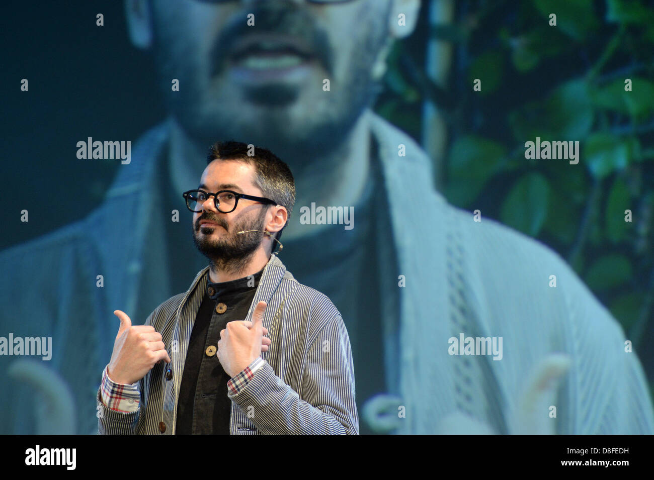Powys, Wales, UK. 28th May 2013. Shakespearian expert DANIEL SWIFT at the Hay Festival 2013, Hay ...