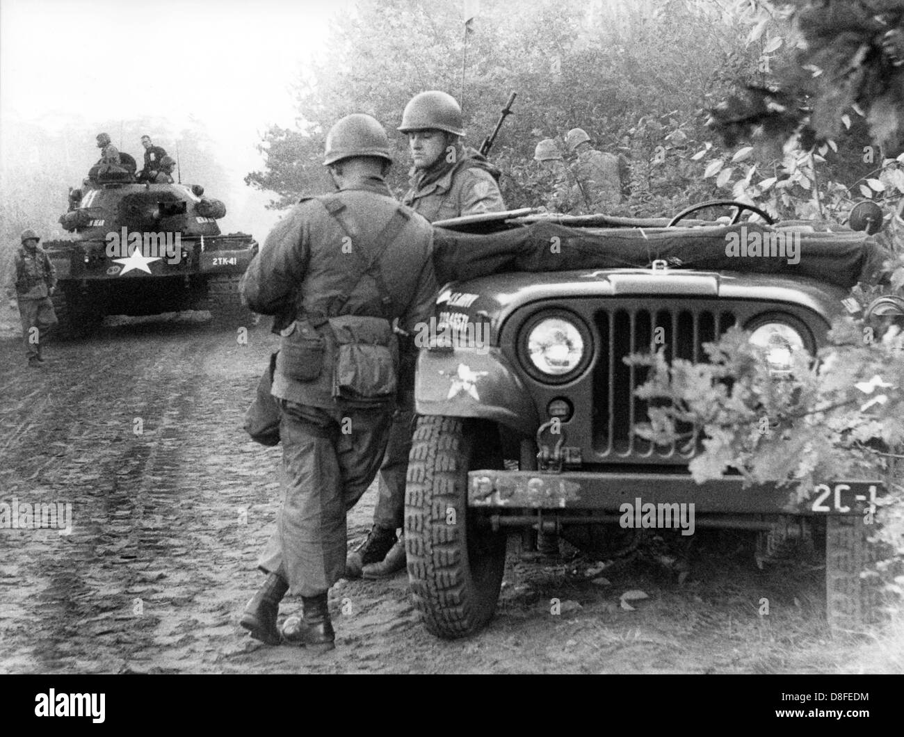 American soldiers of the US brigade Berlin with their vehicles during a ...