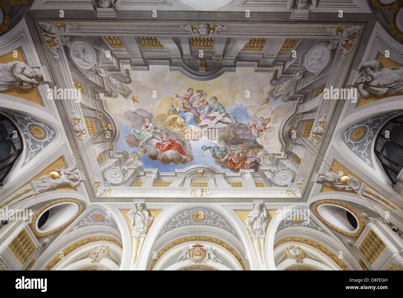 Germany, Baden-Wuerttemberg, Bruchsal Castle, painted ceiling ...