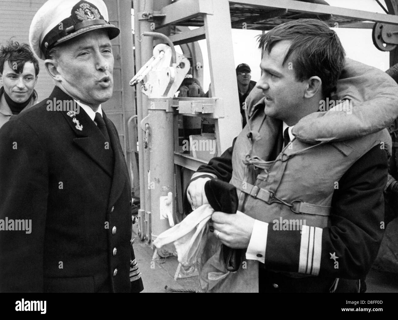 Commander of the Matchmaker fleet, Dutch Captain Franz Visse (l), talks ...