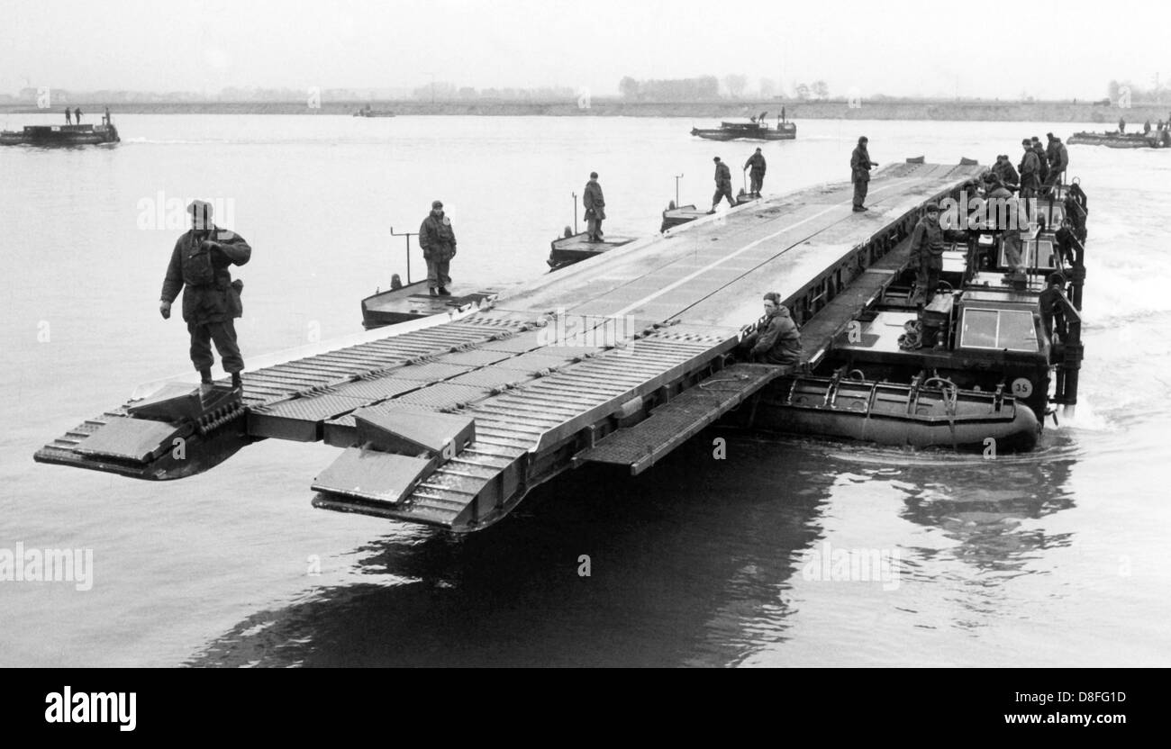 Military floating bridge Black and White Stock Photos & Images - Alamy
