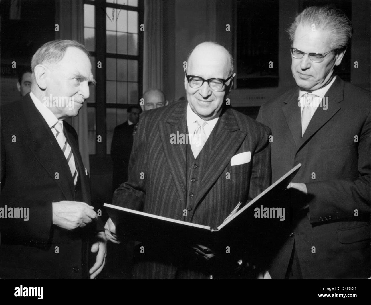 German philospher and sociologist Max Horkheimer (M) has a look at the ...