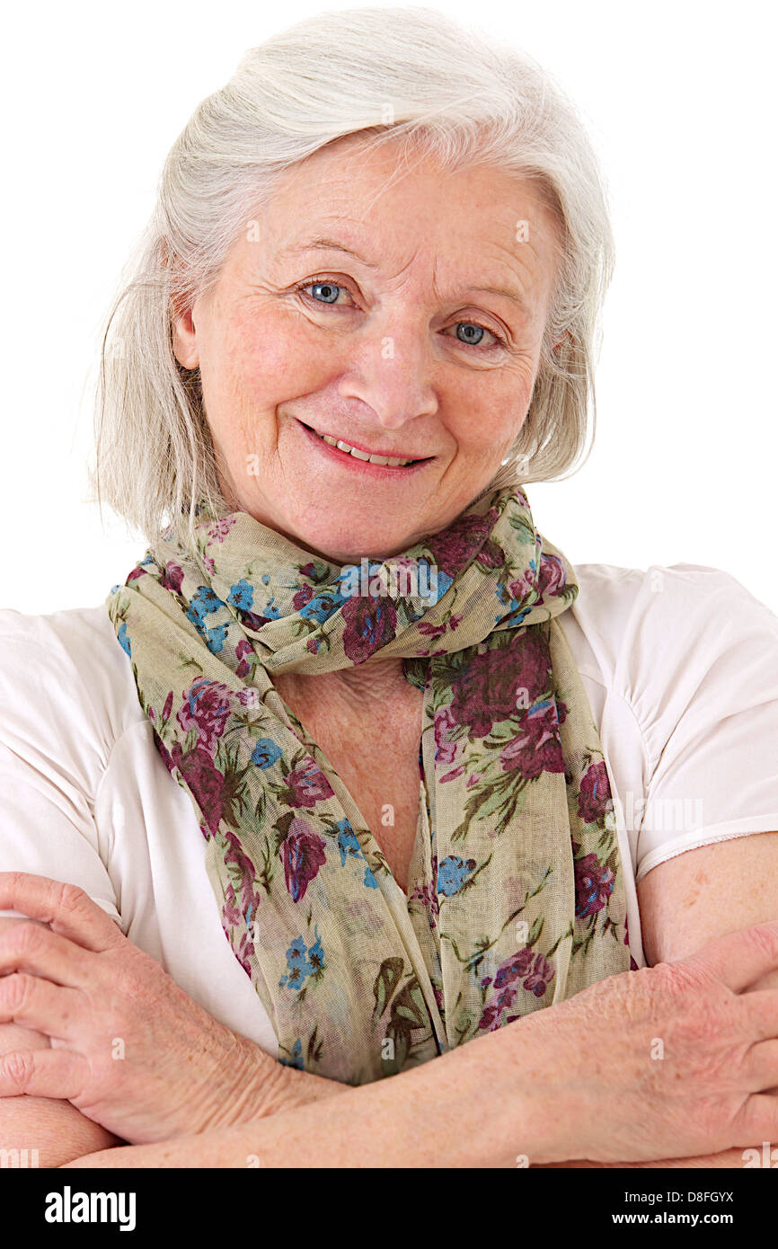 PORTRAIT OF +65 YR-OLD WOMAN Stock Photo - Alamy