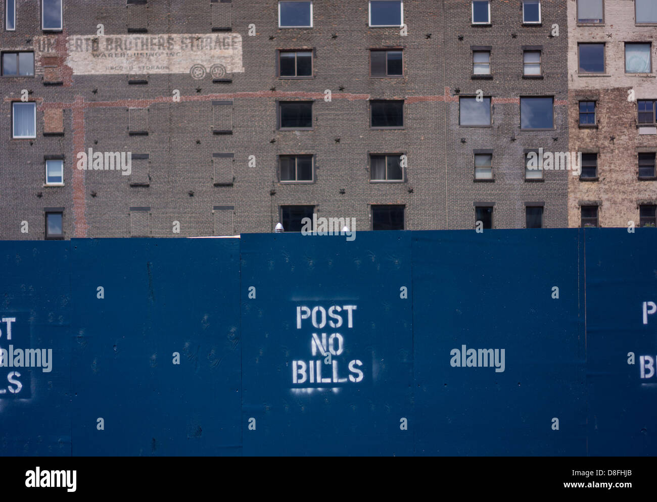 Post No Bills is posted on a construction shed in the Tribeca ...