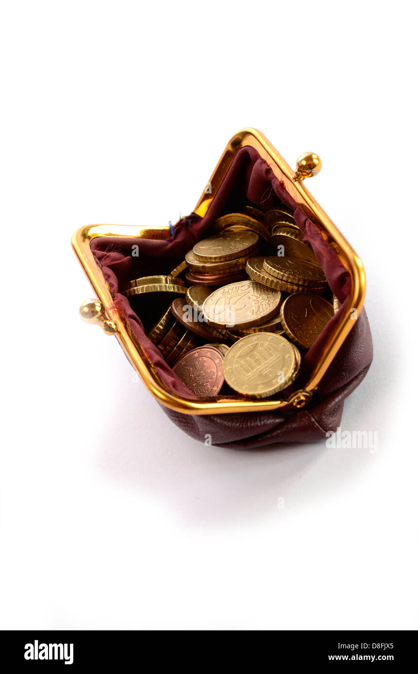 Old used wallet on a white background Stock Photo - Alamy