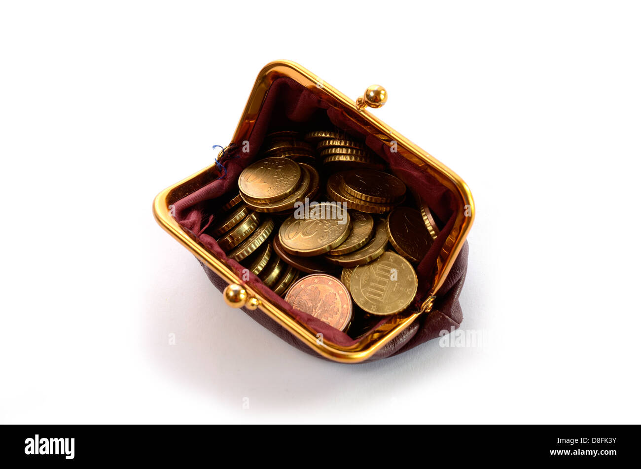 Old used wallet on a white background Stock Photo - Alamy