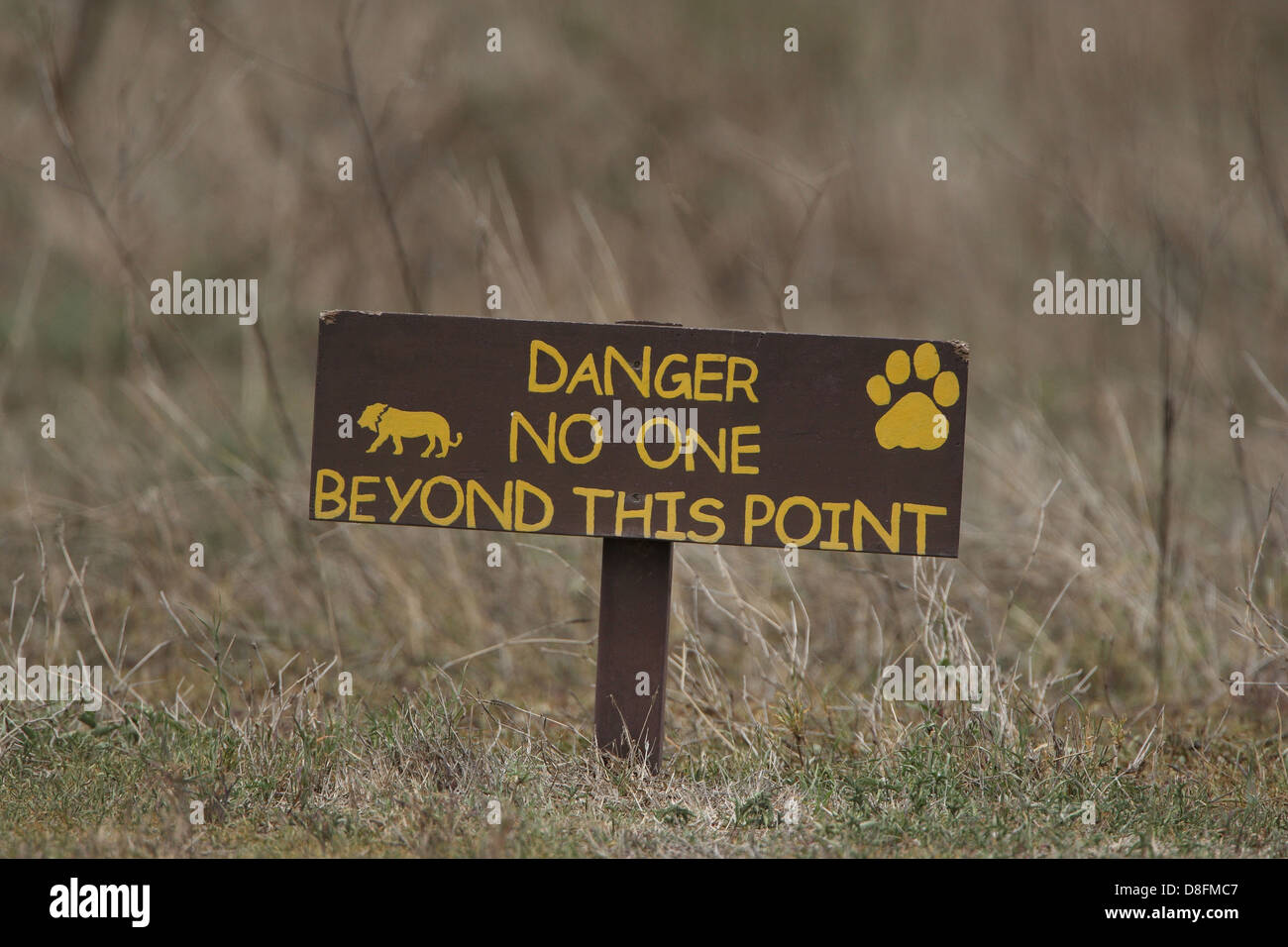 danger sign for lion Stock Photo - Alamy