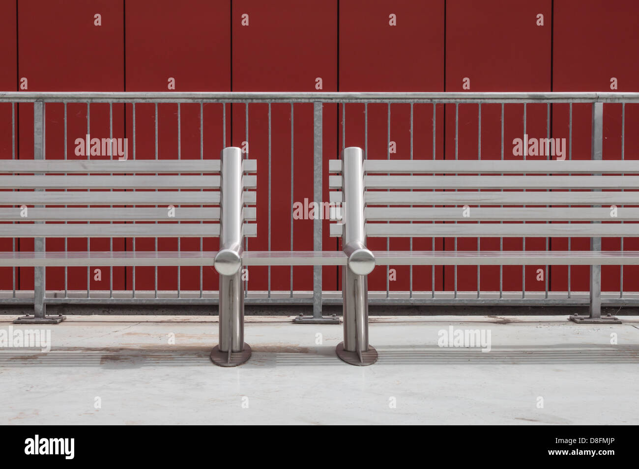 Architectural detail of a modern steel bench Stock Photo - Alamy
