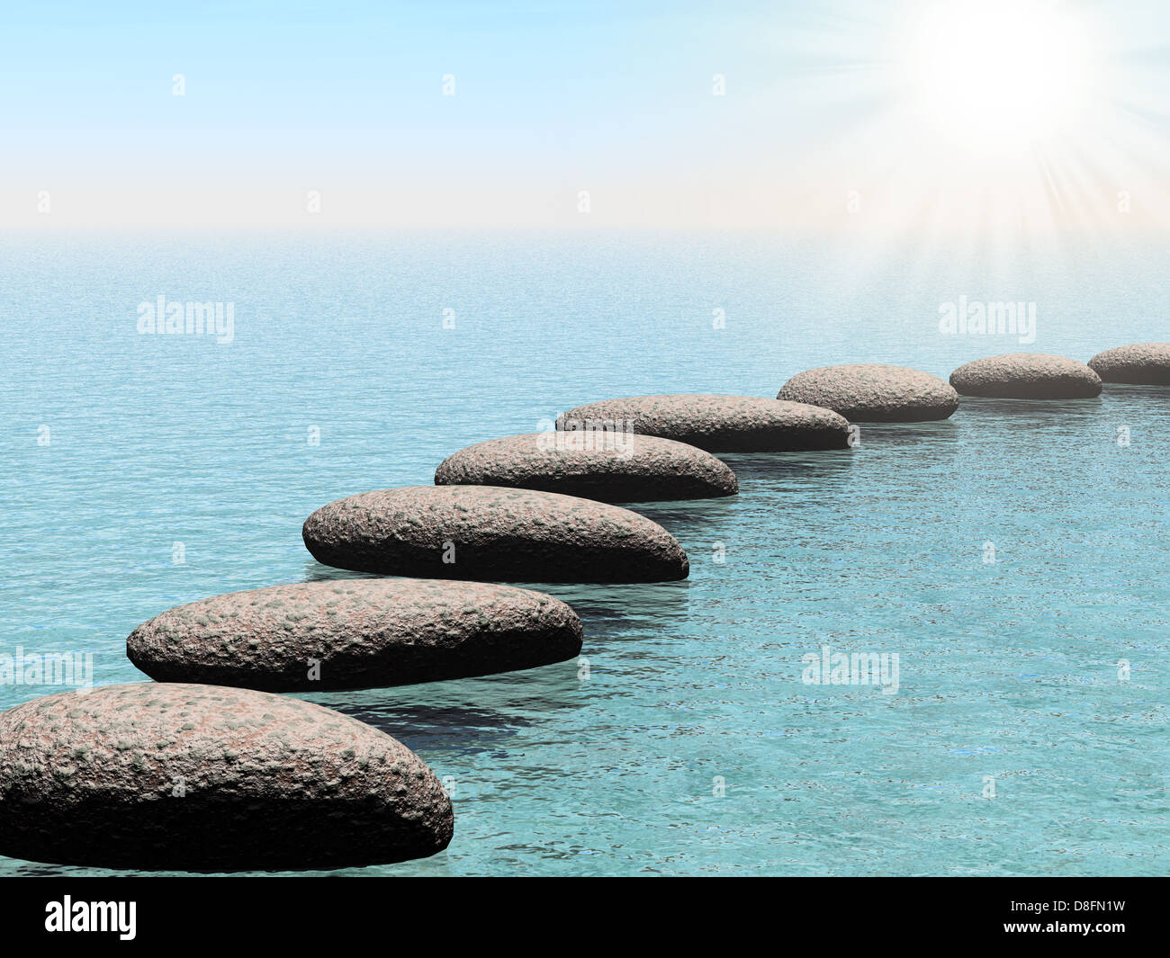 float stones with sun beam Stock Photo - Alamy