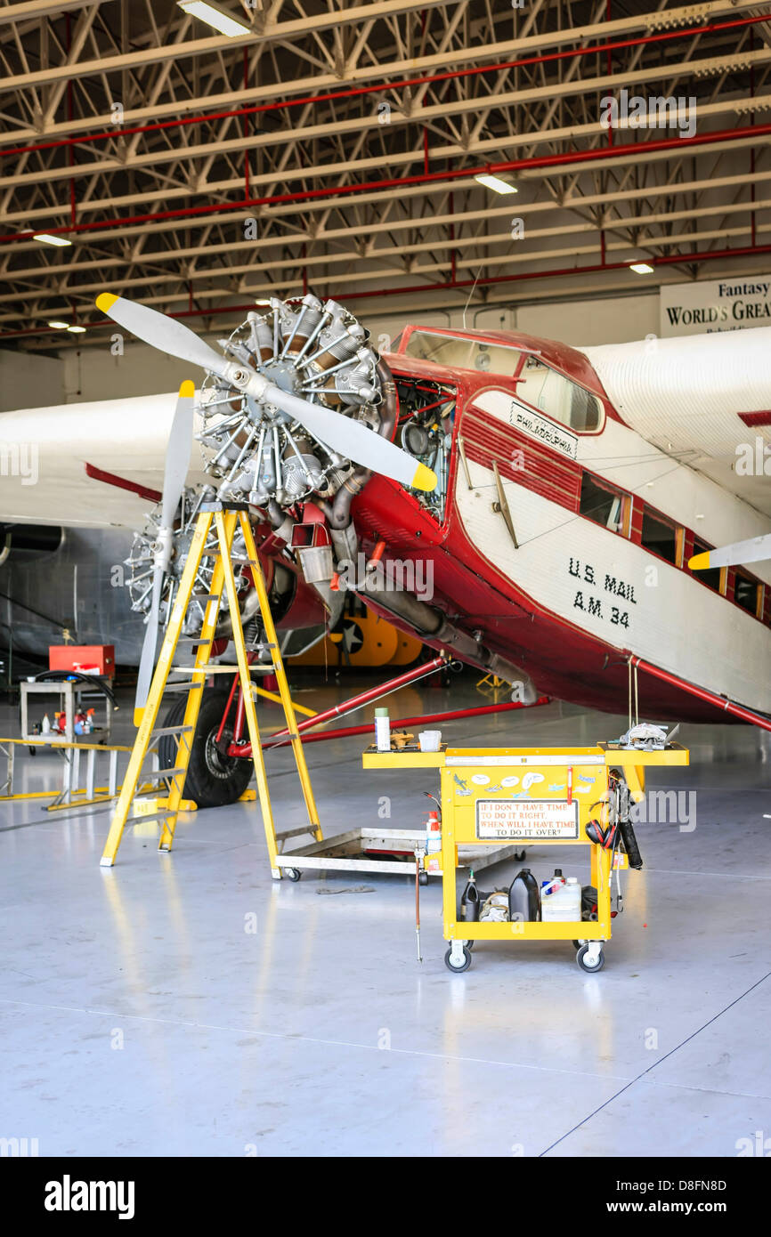 A Ford Tri-motor in the Maintenance hanger at the Fantasy of Flight ...