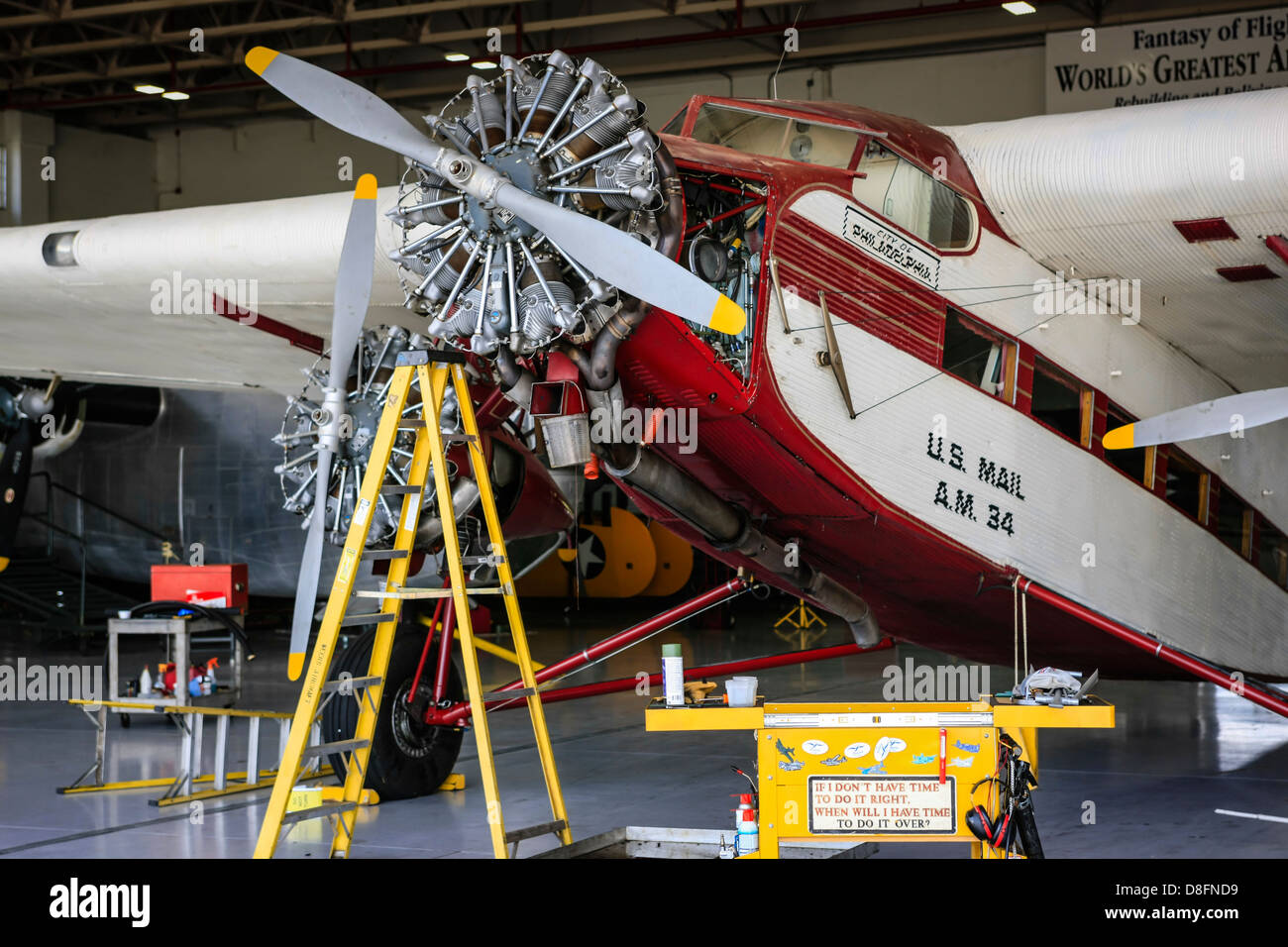 A Ford Tri-motor in the Maintenance hanger at the Fantasy of Flight ...
