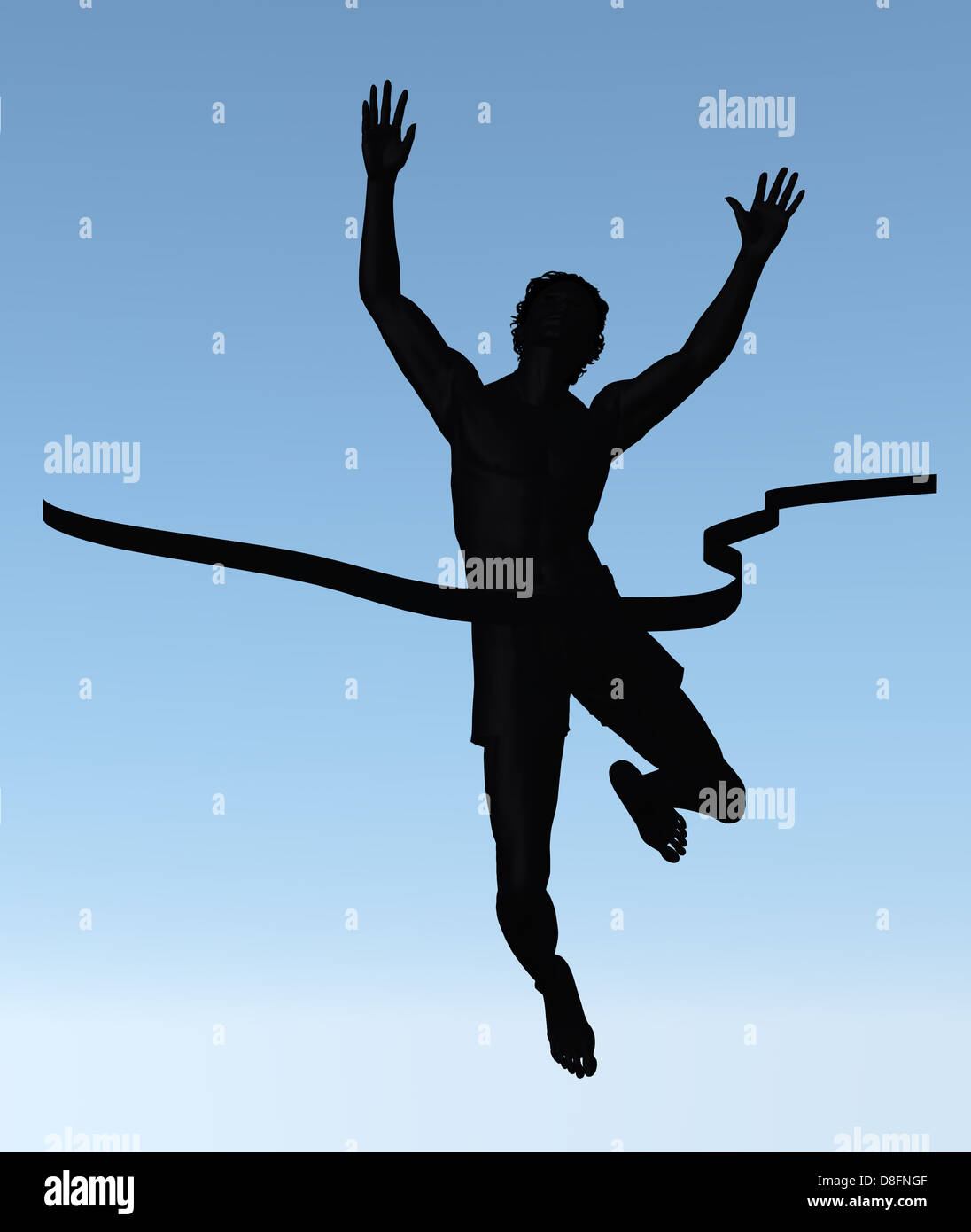 Silhouette of the man of the winner Stock Photo - Alamy