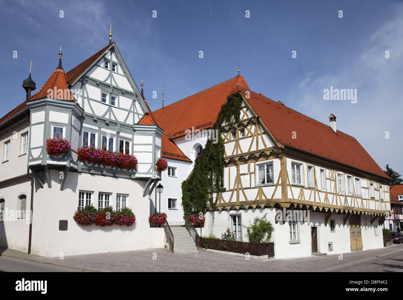 Germany, Baden-Wuerttemberg, Hayingen, City Hall, half-timbered ...