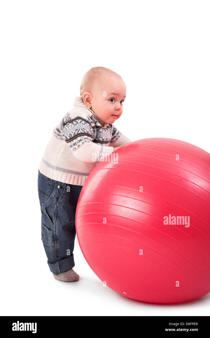 boy with red ball Stock Photo - Alamy