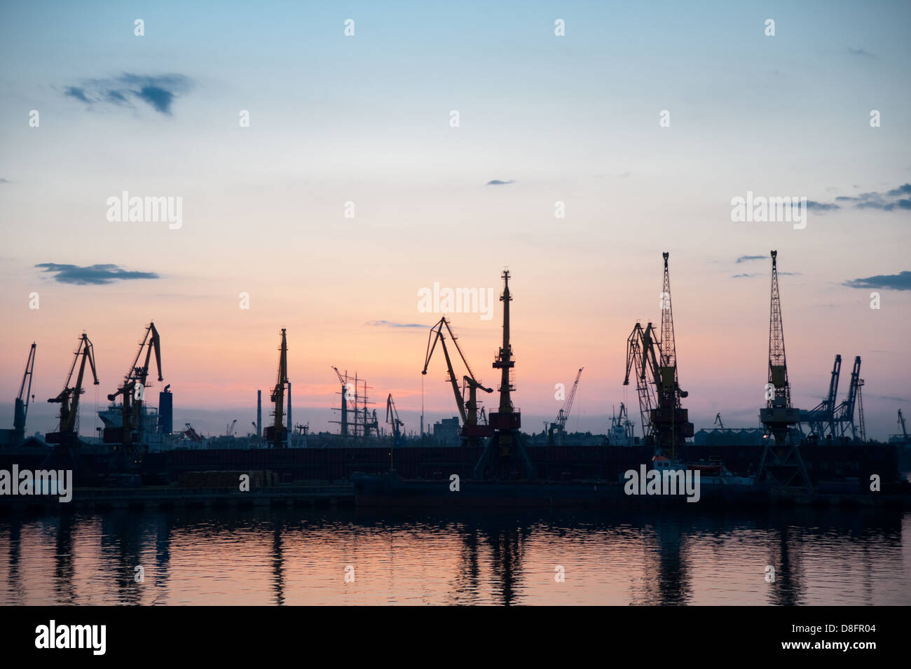 Seaport night time Stock Photo - Alamy