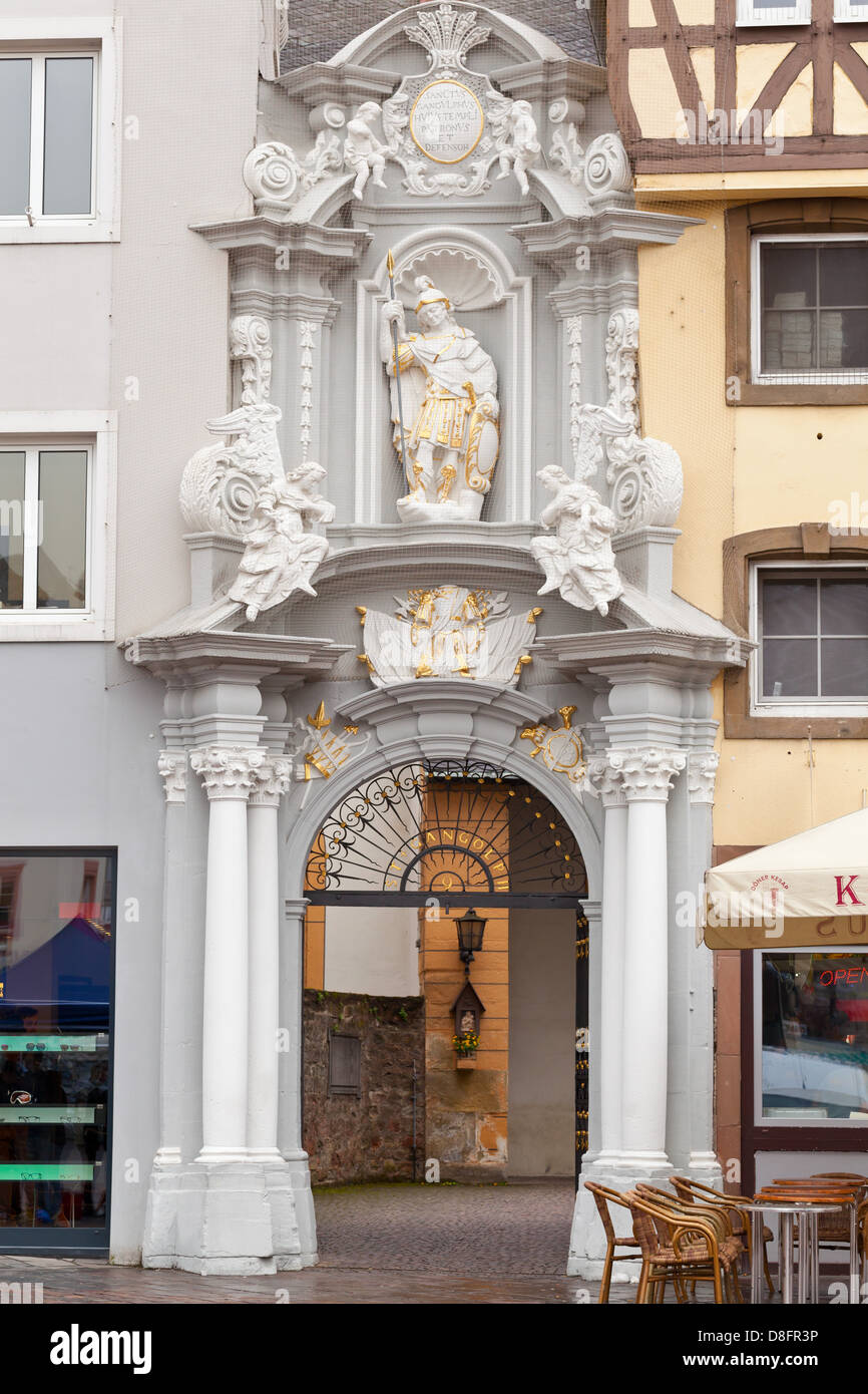 Trier/ Treves: Entrance of the St. Gangolf church at the Hauptmarkt ...