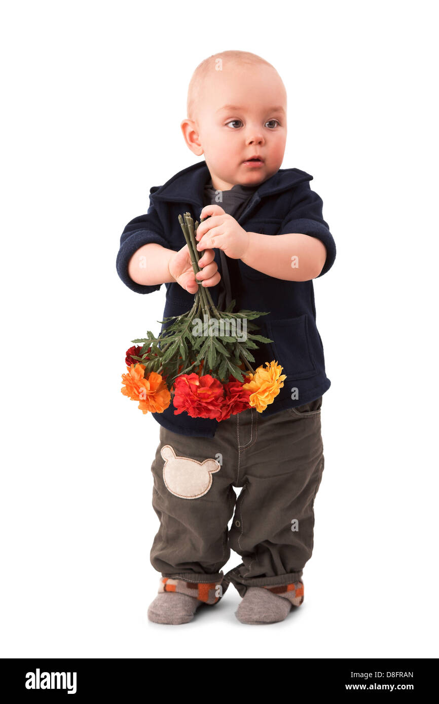 boy with flowers Stock Photo - Alamy