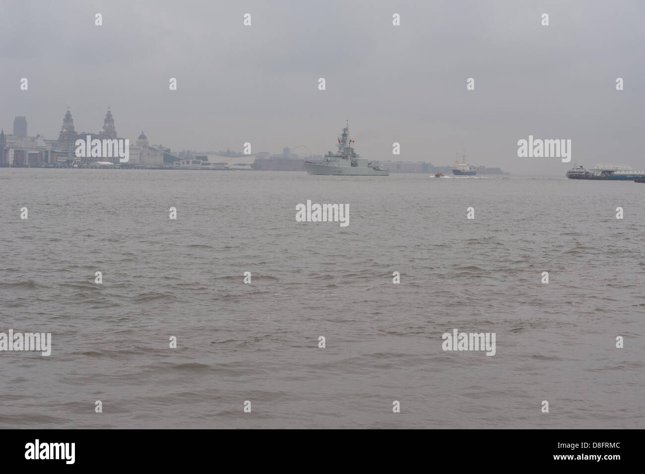 LIVERPOOL, UK, 28th May, 2013. A fleet of Royal Navy ships leave ...