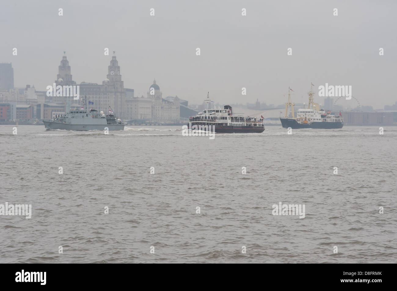 LIVERPOOL, UK, 28th May, 2013. A fleet of Royal Navy ships leave ...