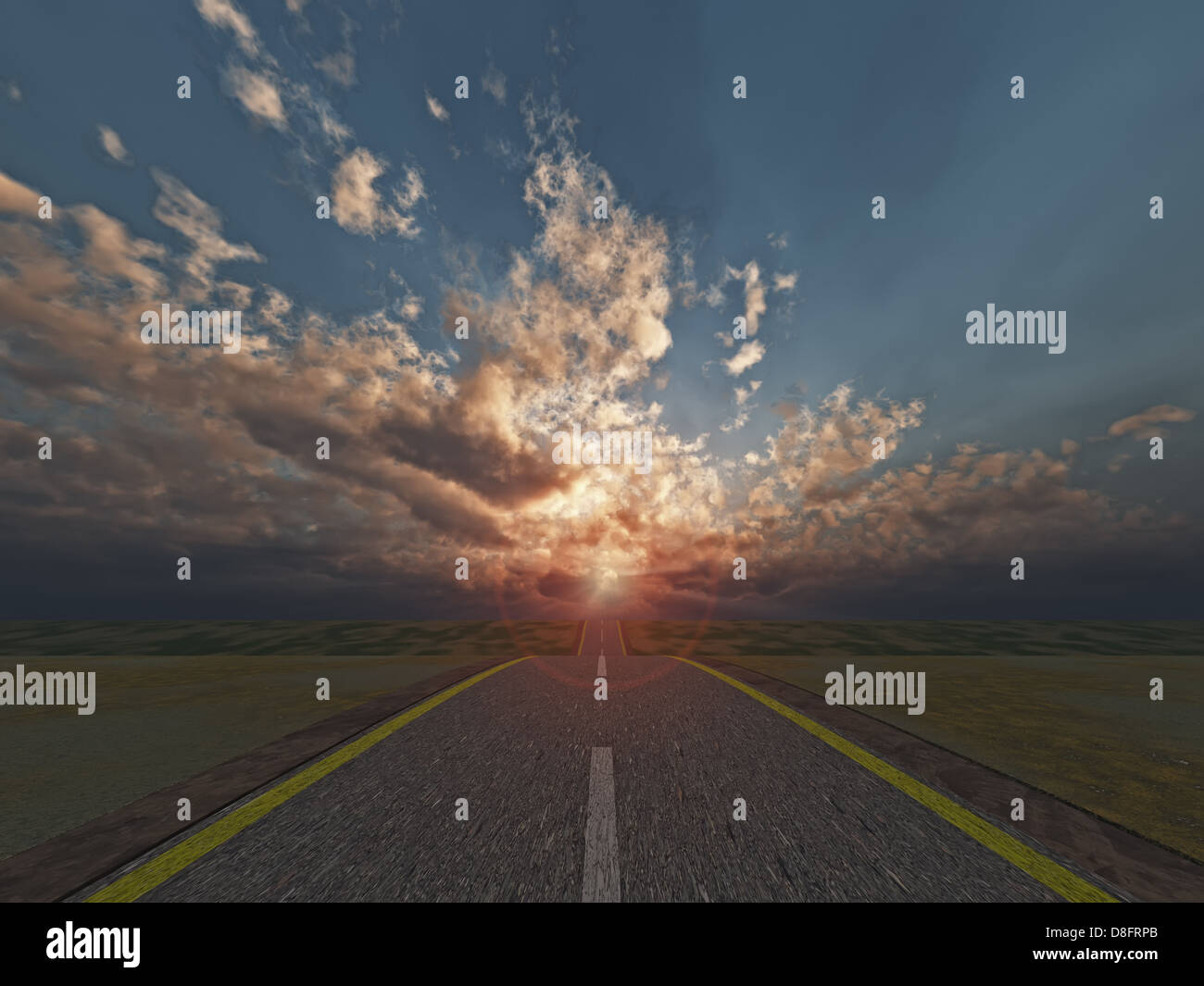 higway to a sunset Stock Photo - Alamy
