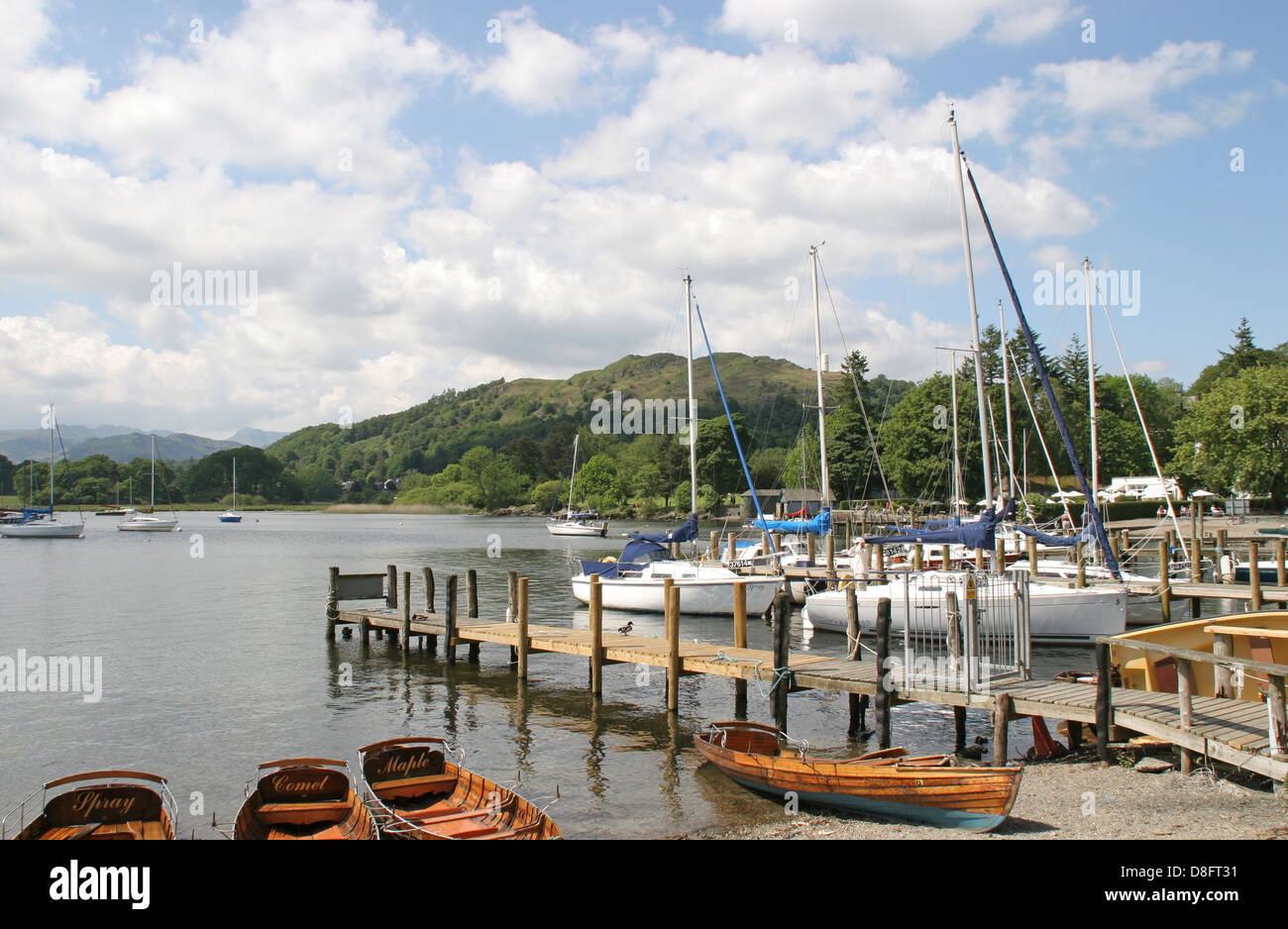 boats and yachts Waterhead Lake Windermere Ambleside Cumbria England UK ...