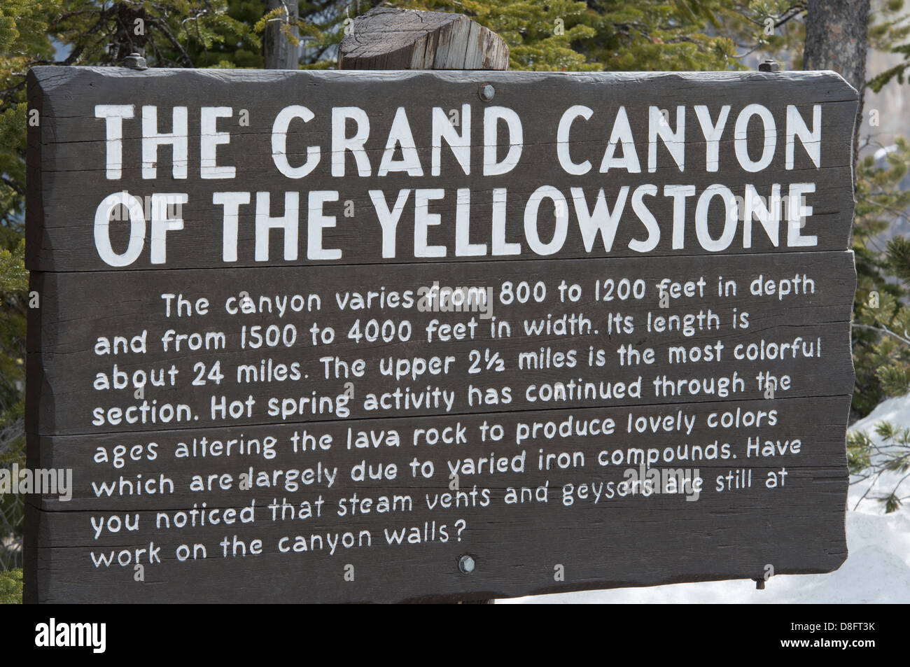 USA, Wyoming, Grand Canyon of the Yellowstone, Sign, Yellowstone ...