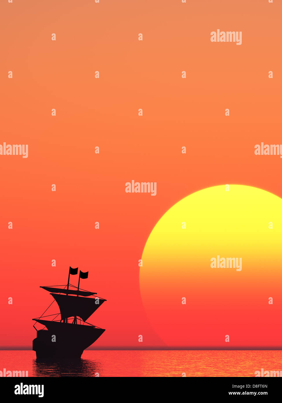 Sailing vessel and sunset vertical Stock Photo - Alamy